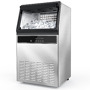 COWSAR Commercial Ice Make Machine100 lbs/24H, 45 Ice Cubes/Cycle Upgrade Stainless Steel Ice Maker with Self Cleaning& 48 Hour Timer for Bar/Cafe/Restaurant/Home, Under Counter Ice Machine