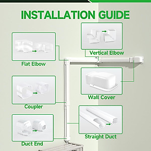 Cestluck 4'' 14 Ft Mini Split Line Set Cover, PVC & PP Line Cover Set Universal for Mini Split AC & Central AC