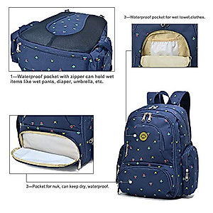 QIMIAOBABY diaper bag backpack, multifunctional and large-capacity travel diaper storage bag (Blue dots)