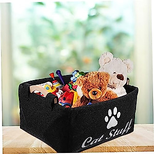 SECFOU Pet Cloth Storage Box Dog Storage Bin cat bin cubby Cubes Pet Toys Basket storage bins for clothes Pet Clothes Dog Toys Storage Bin cat toy cat basket square office wooden handle