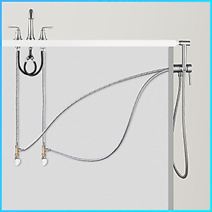 KWOCI Handheld Bidet Warm Water Sprayer Mounted on The Bathroom Vanity,Handheld Warm Water Bidet Sprayer for Toilet, Hand Held Hot and Cold Bidet Sprayer Shattaf for Pet Bathing,Brushed Nickel