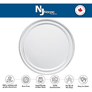 Norjac Wide-Rim Pizza Pan, 14 Inch, 2 Pack, Restaurant-Grade, 100% Solid Aluminum, Baking Pan, Oven-Safe, Rust-Free.