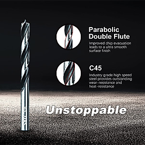 Sali 13PCS Brad Point Wood Drill Bit Set Carbon Steel Wood Drill Bit Set for Hardwood, Plywood, Plastic Round Holes in All Types of Wood Extra Long 11 Inch