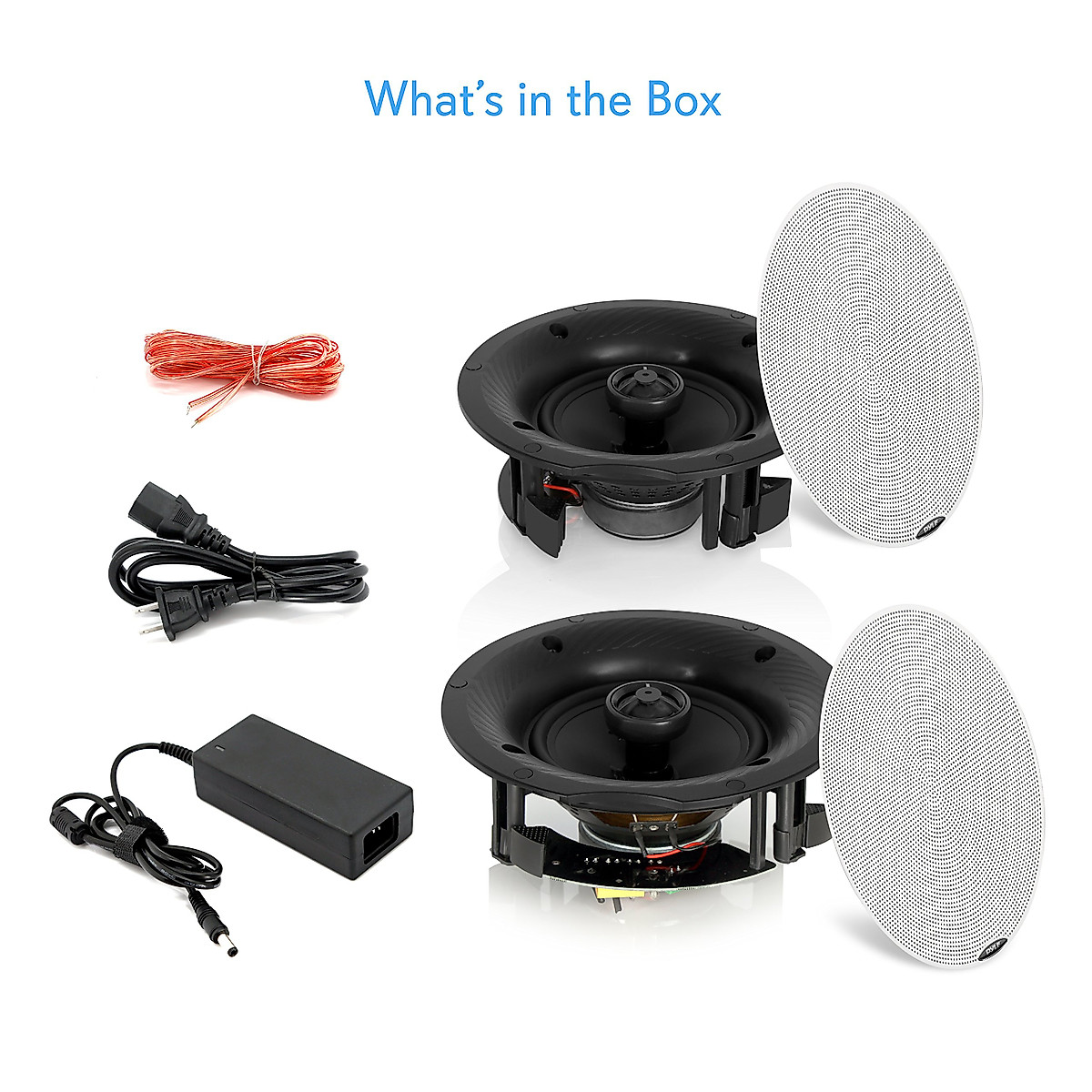 Pyle Pair 8.0” Bluetooth Universal Flush Mount In-wall In-ceiling 2-Way Speaker System Dual Polypropylene Cone & Polymer Tweeter Stereo Sound 400 Watts (PDICBT87) , Black