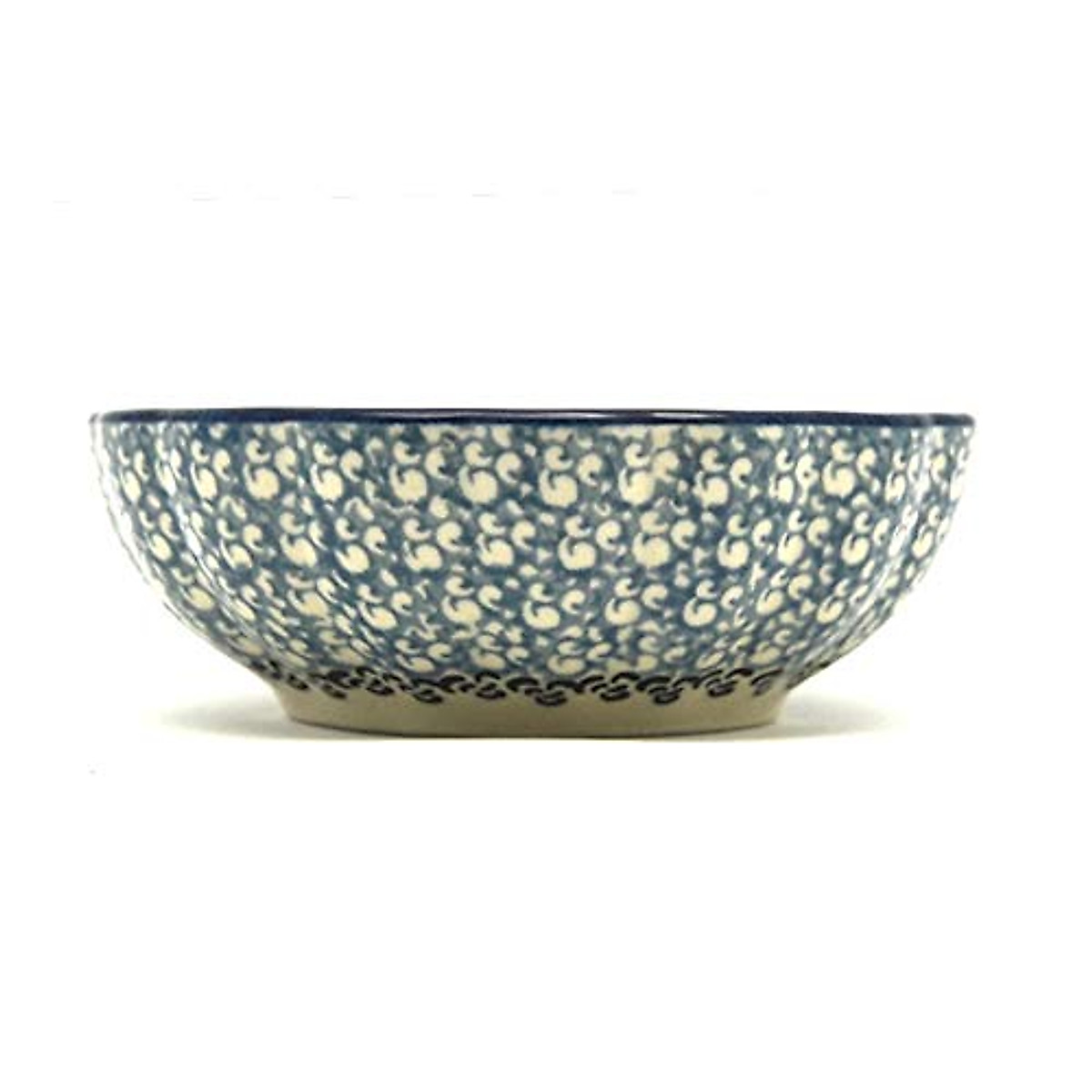 Polish Pottery Bowl - Shallow Scalloped - Small - Holly Berry
