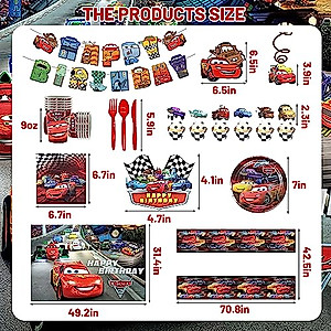 Super Movie Birthday Party Supplies Including Tableware, Backdrop, Cake Insert, Cupcake Insert, Stickers, Hanging Swirls, Balloons Car Party Decorations