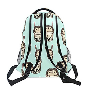 Backpack for Girls Boys Stylish Boba Milk Tea Backpack Lightweight School College Travel Bags Halloween Thanksgiving Gifts