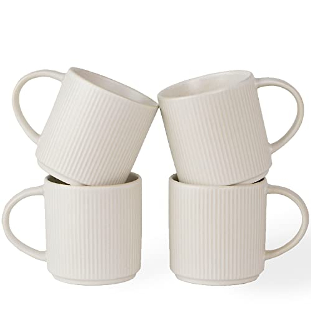 famiware 4 Pieces Coffee Cups, 12 oz Catering Mug with Handle for Coffee, Tea, Cocoa, Milk, Matte White