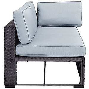 Crosley Furniture KO70129BR-MI Biscayne Outdoor Wicker Single-Arm Loveseat with Mist Cushions - Brown