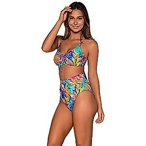 Sunsets Hannah Foldover High Waist Women's Swimsuit Bikini Bottom, Alegria, 16