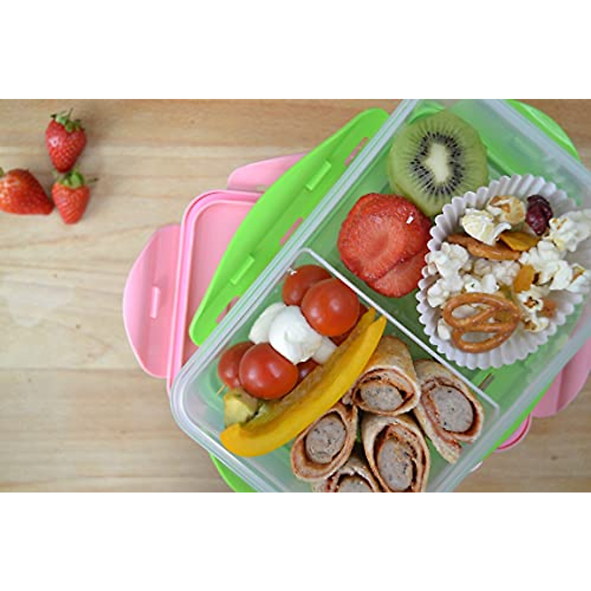 By Caleb Company 3 Pack Pink Bento Boxes - 39 Ounce Divided Food Storage Containers With Lids - Leakproof, BPA Free Bento Lunch Box for Adults & Kids Lunches Is Safe For Dishwasher & Microwave