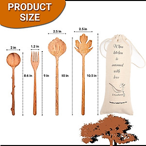 BVicHair 4 Wooden Spoons and Forks Set, Set Wooden Salad Spoons, Real Housewives Gifts, Kitchen Gifts for Women, Handmade Gifts for Mother's Day, Cute Kitchen Accessories, Unique Kitchen Gifts