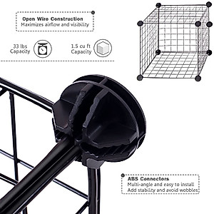 BANGTANE Wire Cube Storage Organizer, 8-Cube Grid Storage Shelves, Modular Wire Shelving Units, DIY Closet Cabinet Organizer for Home, Office, Living Room, 14” x 14”, Black (8 Cubes)