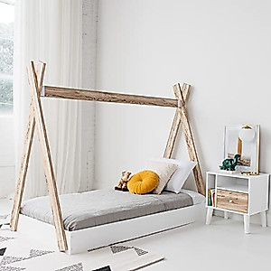Signature Design by Ashley Piperton Modern Youth Tent Bed Frame, Full, Natural Wood & White