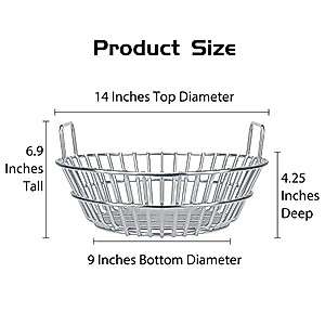 Charcoal Basket,14 Inches Stainless Steel Ash Basket Big Green Egg Accessories, Grill Ash Basket Fits for Big Green Egg Large