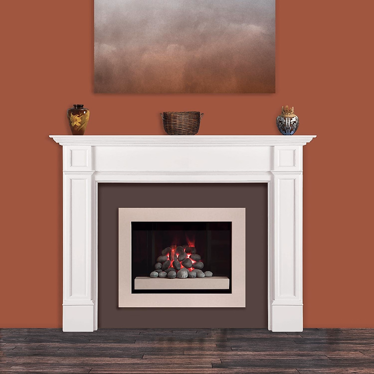 Pearl Mantels 540-48 Marshall Fireplace, 48-Inch, White Paint Mantel Surround, Opening Width