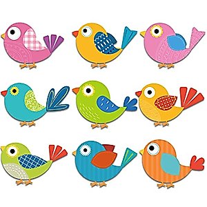 45 Pieces Boho Birds Cutouts Decoration, Colorful Bird Paper Cutouts Boho Spring Classroom Decor with Glue Point Dots for Bulletin Board School Springtime Birthday Party Supply
