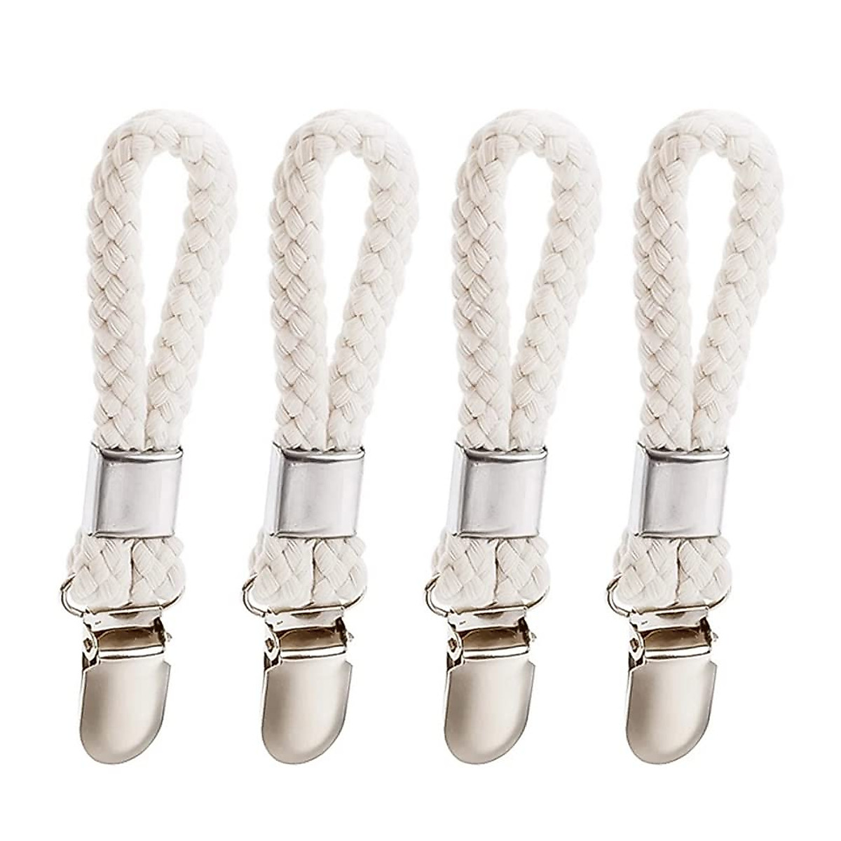 4Pcs Braided Cotton Loop Towel Clips Clothes Pegs Clamp for Home Bathroom Kitchen Towel Storage Holder