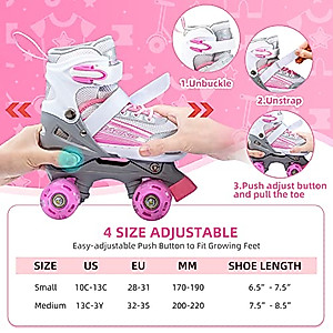 Kuxuan Skates Saya Roller Skates Adjustable for Kids,with All Wheels Light up,Fun Illuminating for Girls and Ladies - Pink M