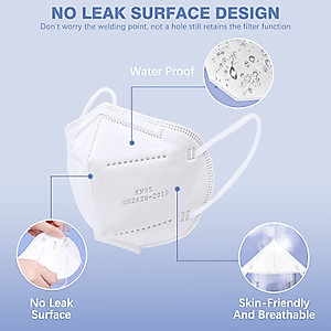 Pruk 50 Pack KN95 Face Masks, 5 Ply Protective KN95 Mask for Adults, Cup Dust Face Mask KN95, Protective Respiratorary Mask KN95 for Women and Men