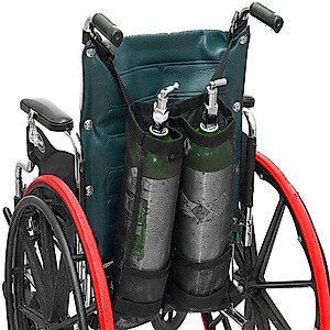 CUSENA Oxygen Tank Holder Oxygen Backpack Wheelchair Bag Pouch Carrier for Wheelchair and Walker, Fits D and E Cylinder Bottle, for Medical, Personal Use,Black,70x25cm