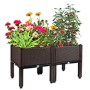 Raised Garden Bed with Legs Planters for Large planters Outdoor Plants Elevated Plastic Garden Planter Boxes Plant pots for Patio Backyard Porch Deck to Planting Flowers Vegetables and Herbs