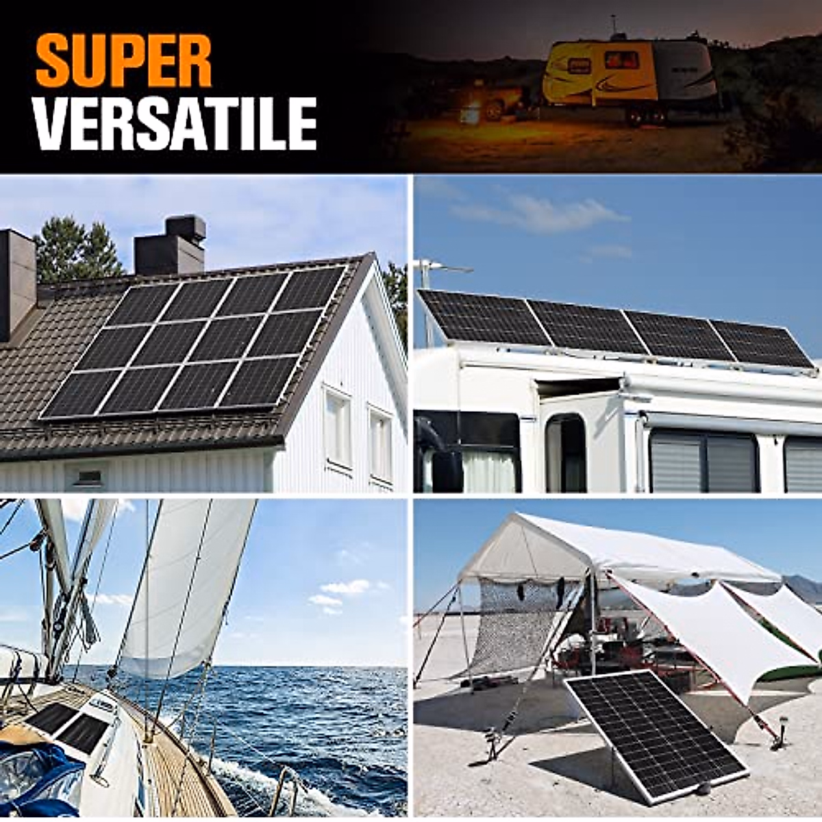 MOBI OUTDOOR 320W Solar Panel Kit,18V 2pcs 160W Monocrystalline Solar Panel with 20A MPPT Solar Charge Controller for RV, Camper, Vehicle, Caravan and Other Off Grid Applications