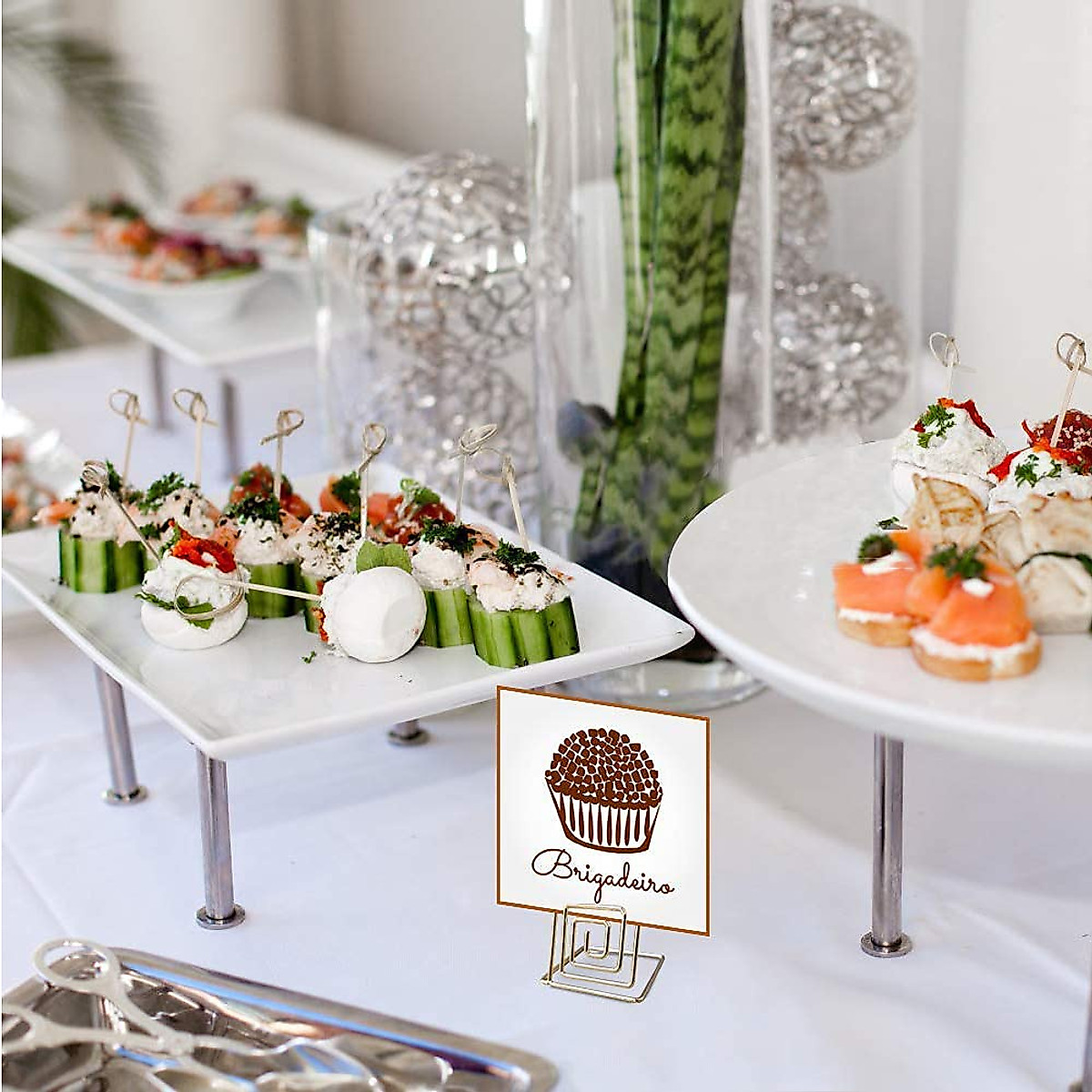 ELANE 18 Pcs Mini Place Card Holders,Wedding Table Number Holders Picture Holder Stand,Table Place Card Holders