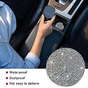 Kewucn 2PCS Bling Cup Holder Coasters for Car, 2.73 Inch Non-Slip Silicone Crystal Rhinestone Cup Mat, Universal Insert Cup Ornaments Coasters, Vehicle Interior Accessories for Women (Colorful)