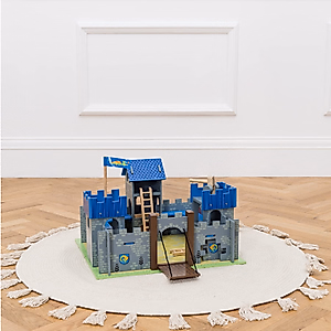 Le Toy Van - Castles Collection Wooden Toy Educational Excalibur Knights Castle | Kids Wooden Castle Playset Model Castle For Boys, Blue Excalibur Castle (TV235)