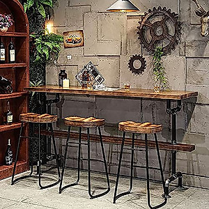 SUSUO Wood Top & Water Pipe Frame Counter Table Industrial 42-inch Height Table Bar Table, Farmhouse Dining Room Kitchen Furniture for Home Decor, 78.7" L x 19.7" W x 41.3" H