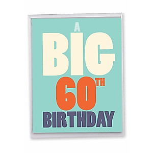 NobleWorks - Jumbo Card for 60th Birthdays (8.5 x 11 Inch) - Fun Milestone Birthday Celebration, Big Group 60 Year Old Greeting - Big 60 J9066MBG
