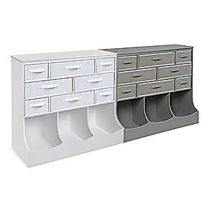 Storage Station 8 Cubby 3 Bin Organizing Unit with Reversible Baskets