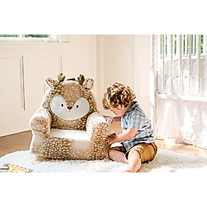 Soft Landing Sweet Seats, Premium and Comfy Toddler Lounge Chair with Carrying Handle & Side Pockets – Polyester , Deer,Brown