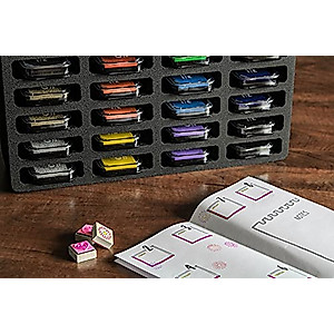 Polar Whale Ink Pad Storage Tray Organizer Stamping Design Stand Supply Black Foam Horizontal Holder Non-Rattle Washable Compatible with Versamark, Versafine, Distress, Stazon and More Holds 24