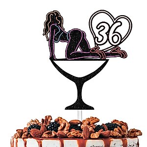Glitter Crazy Girl 36 Cake Topper Let’s Glow Crazy Party Theme Decoration Supplies Women Girls Happy Birthday 36th Anniversary Party Decor Supplies