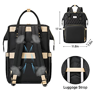 VSNOON Laptop Backpack for Women, 15.6 Inch Travel Backpack Purse with USB Port, Stylish, Water Resistant, Backpack for Women Men Girls Teacher Nurse School Work Travel, Black