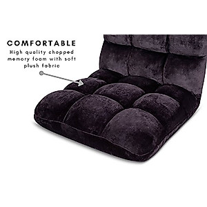 BIRDROCK HOME Adjustable 14-Position Memory Foam Floor Chair for Kids | 22.5" H x 19" W. 5.5" Thick Cushion | Eggplant | Comfy Back Support | Reading Game Meditating | Foldable Banana Rocker Chairs