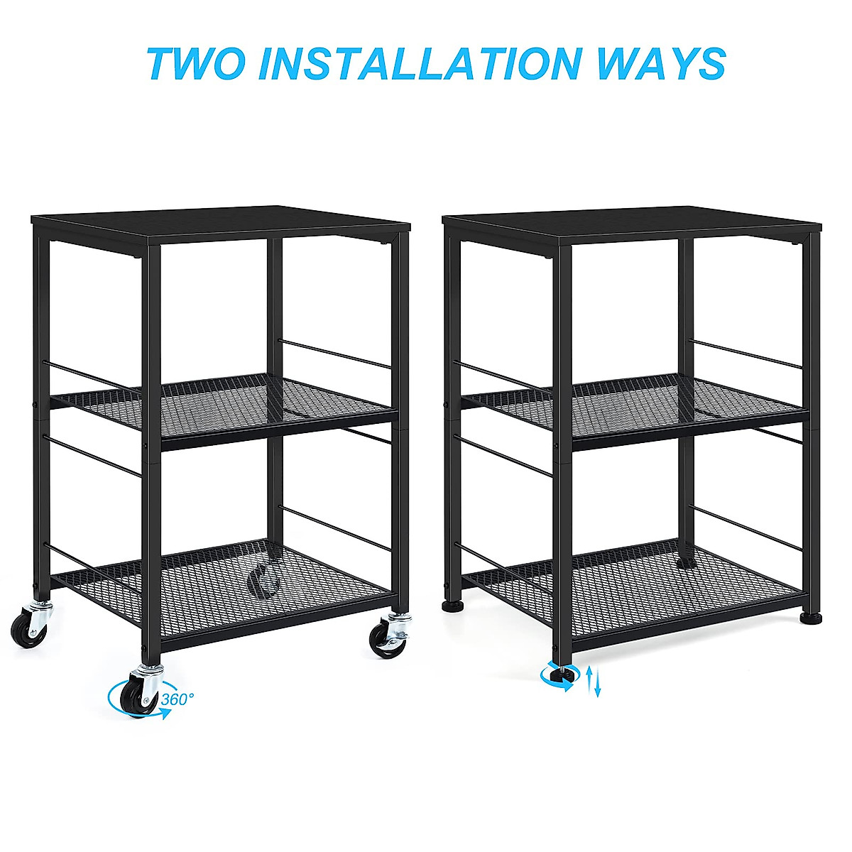 OYEAL Black Night Stand Industrial End Table with Storage Shelf Farmhouse Sofa Side Table for Small Spaces, Bedside Table for Living Room Bedroom, Stable Metal Frame (Black)