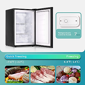Euhomy Upright freezer, 3.0 Cubic Feet, Single Door Compact Mini Freezer with Reversible Door, Small freezer for Home/Dorms/Apartment/Office (Black) & Taylor 5924 Large Dial Kitchen Refrigerator