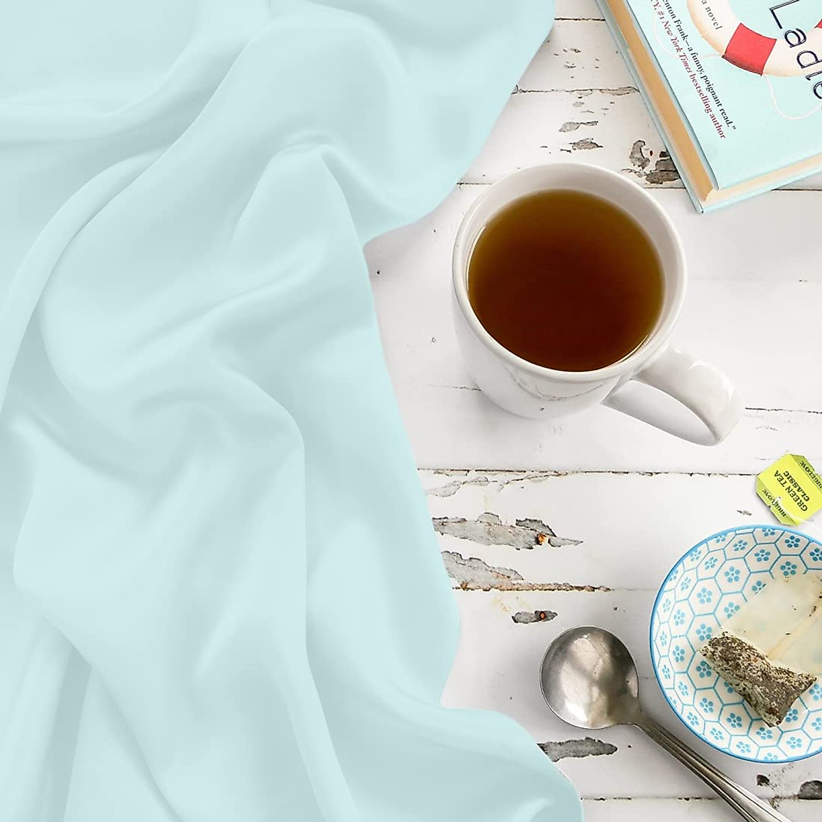 Spasilk Pure Silk Pillowcase, Charmeuse Silk Pillowcase, Hypoallergenic Pillowcase, King Sized, Aqua