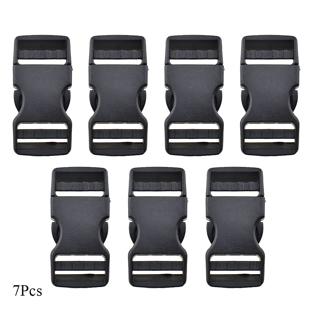 SGH Pro Quick Side Release Buckles 0.75' Wide Dual Adjustable Clips Snaps No Sewing Heavy Duty Plastic 7 Pack Replacement for Nylon Strap Webbing Survival Paracord Backpack Fanny Pack Waist Strap