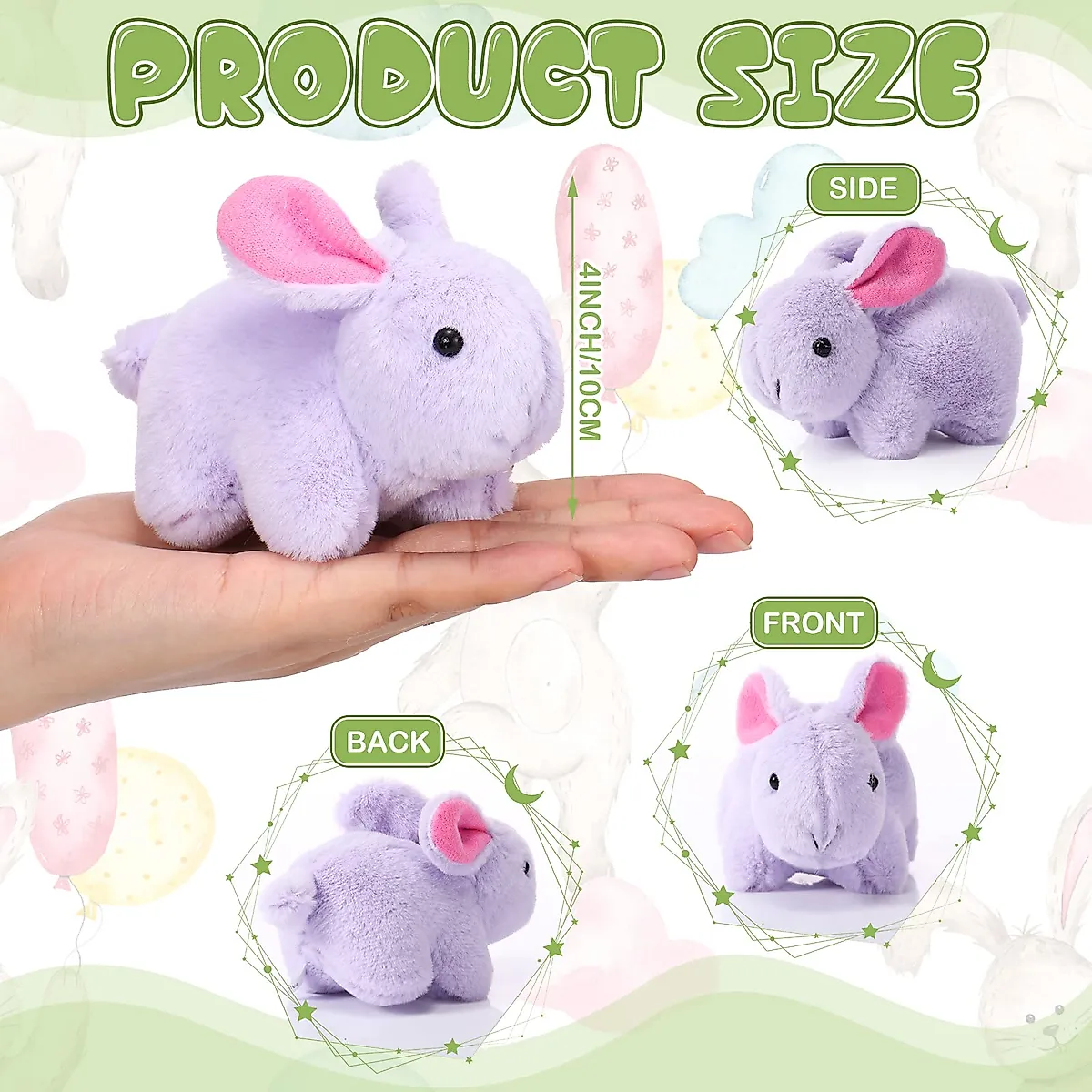 Sratte 16 Pcs Easter Bunny Stuffed Animal Bulk 4.7 Inch Small Plush Rabbit Keychains Detachable Bunny Party Favors Plushies Gifts for Birthday Baby Shower Easter Basket Stuffers Decorations