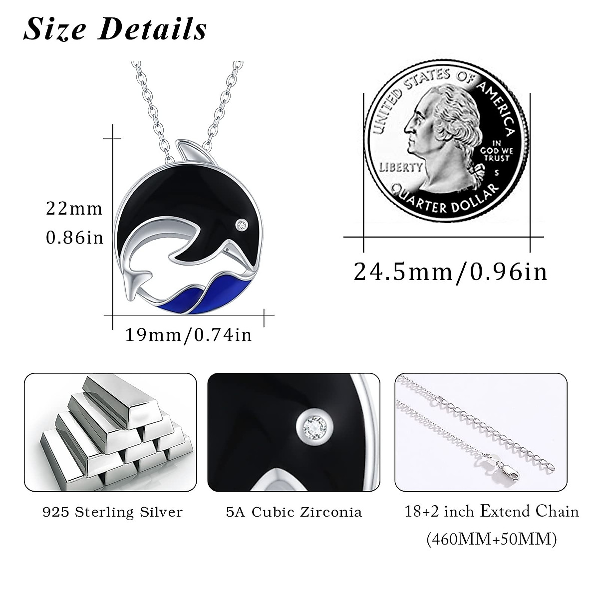 AOVEAO Dolphin Necklace, Whale Necklace 925 Sterling Silver Hawaii Ocean Theme Pendant Necklace Dolphin Whale Jewelry Mother's Day Gifts for Women Girls Birthday