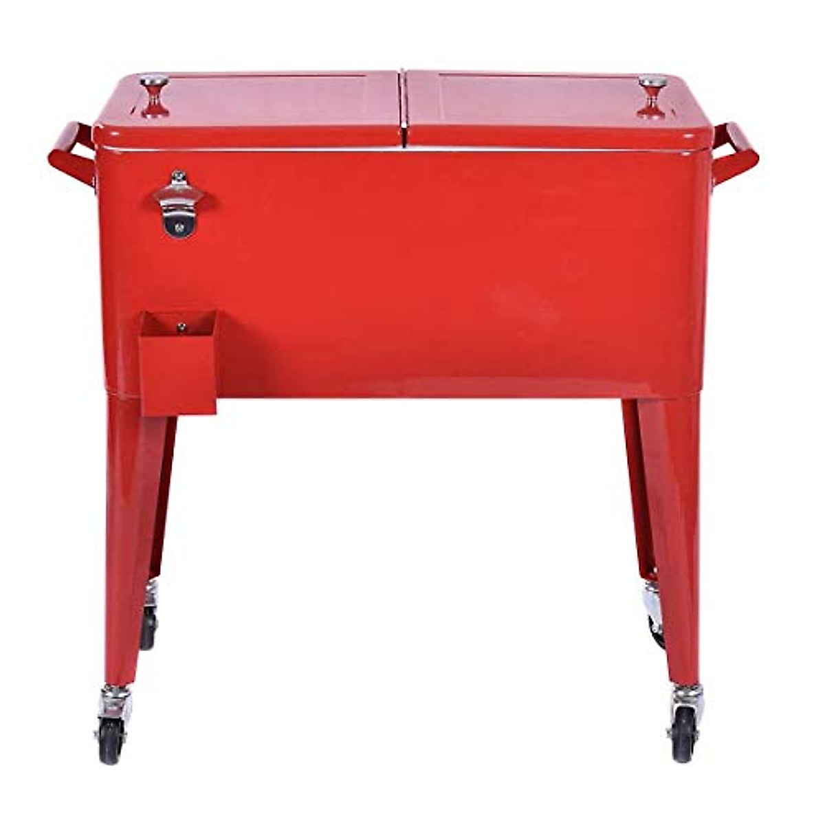 Happygrill Large 80 Quart Cooler Cart, Outdoor Cooling Bin with Wheels, Patio Rolling Ice Chest Cooler for Beer Beverage