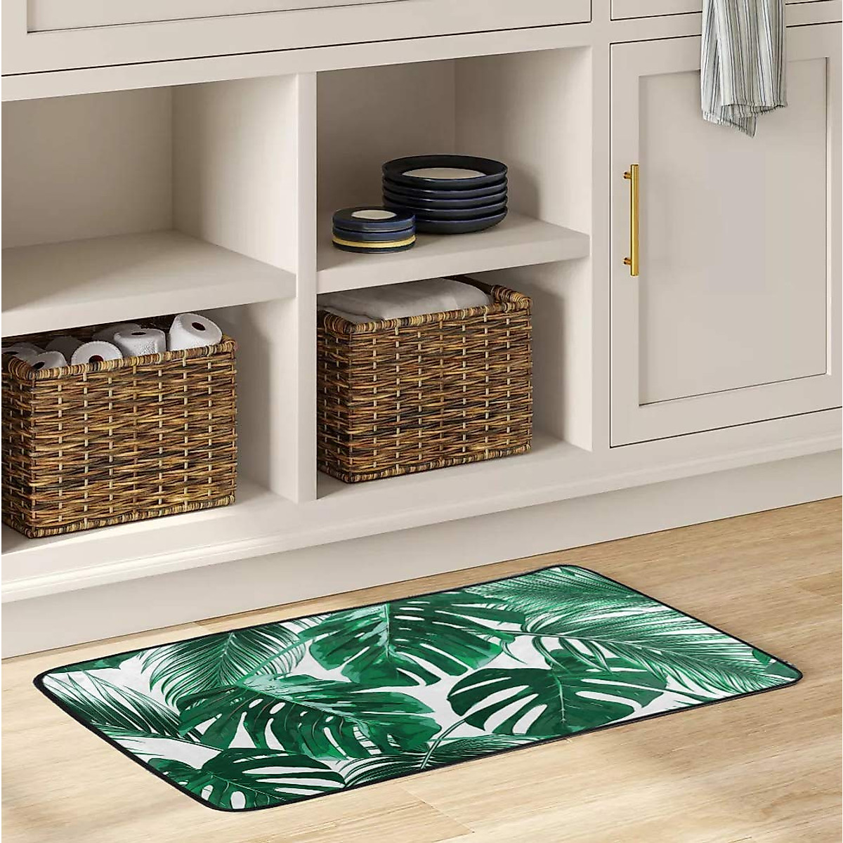Palm Tree Kitchen Runner Rug Non Slip Area Mat Bath Rugs for Bathroom Indoor Carpet Doormat Floor Dirt Trapper Mats Shoes Scraper 39"x 20"