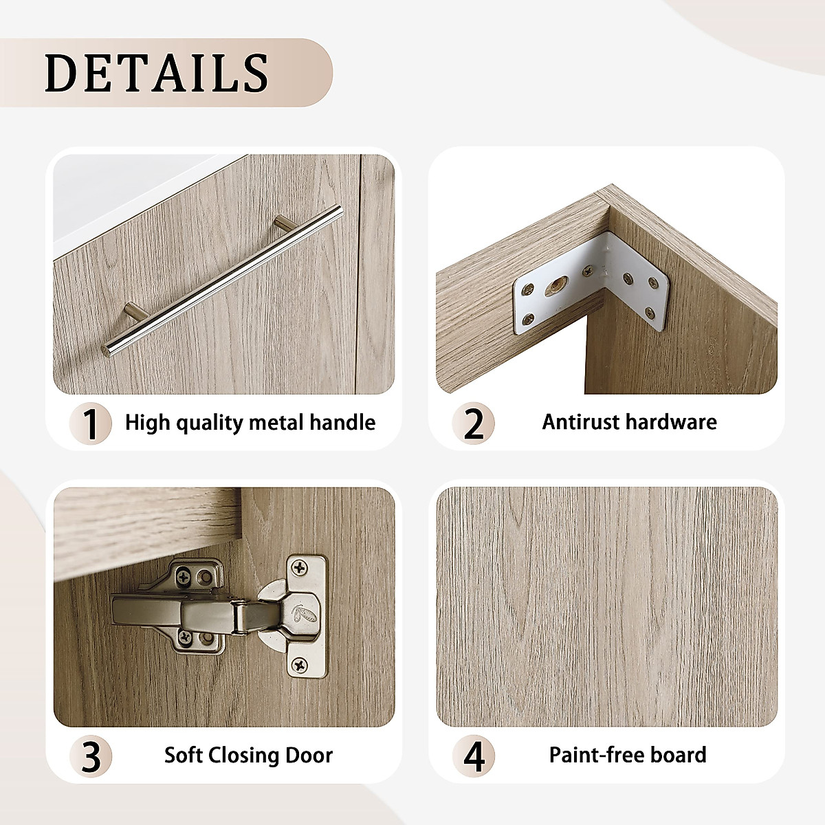 Yoluckea 48" Wall Mounted Bathroom Vanity with Sink, Modern Floating Bathroom Vanity Sink Combo Plywood Hanging Bath Cabinet with White Wash Gel Basin and 3 Soft Close Doors