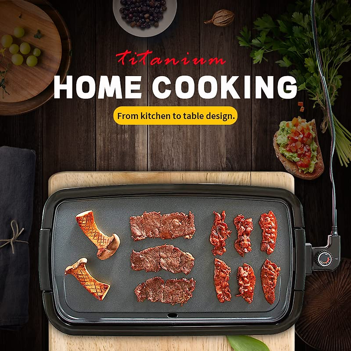 Ceramic Electric Griddle Nonstick Large - 20" x 10.5" Cooking Surface for Pancakes Burgers Eggs