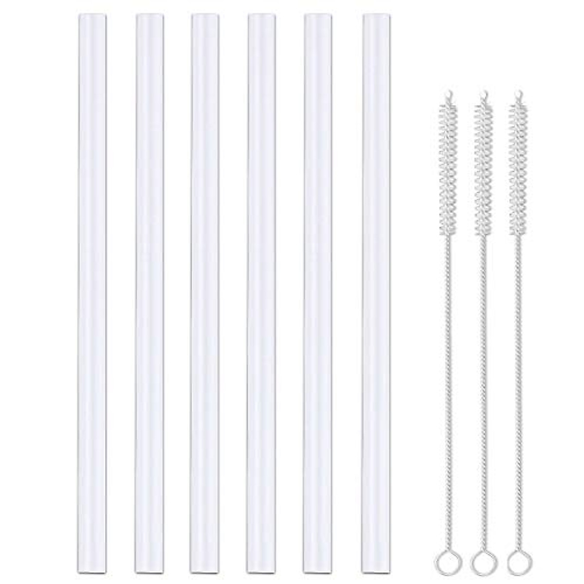 Greant 6 Pack Replacement Straws compatible with LIFEFACTORY Water Bottle 16oz with Straw Cap, 7.5 inch Silicone Straws (190mm (compatible with 16 Ounce Lifefactory Bottle))