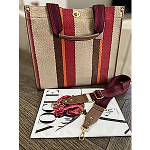 Womens Shoulder Bags - Casual Handbags - Strip Fashion Design - Bag for Travel, Office, School (Brown)